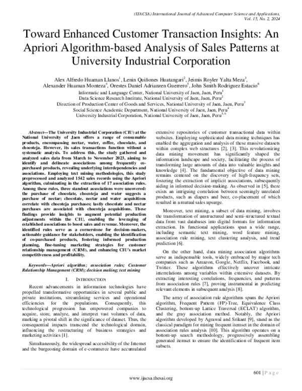 (PDF) Toward Enhanced Customer Transaction Insights: An Apriori ...