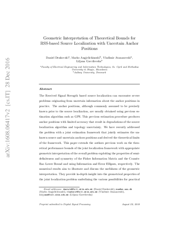 (PDF) Geometric interpretation of theoretical bounds for RSS-based ...