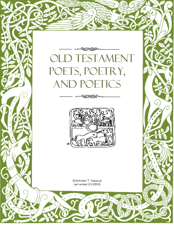 (PDF) Old testament poets, poetry, and poetics