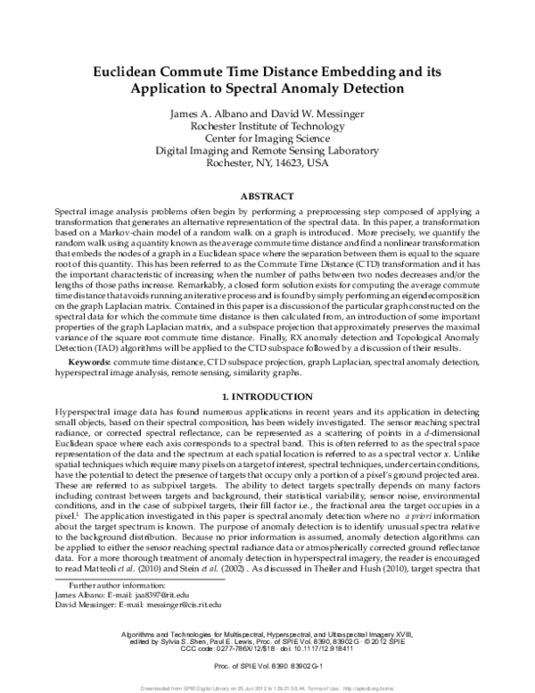 (PDF) Euclidean commute time distance embedding and its application to ...