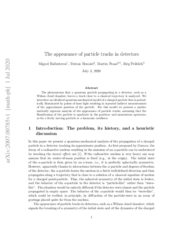 (PDF) The appearance of particle tracks in detectors