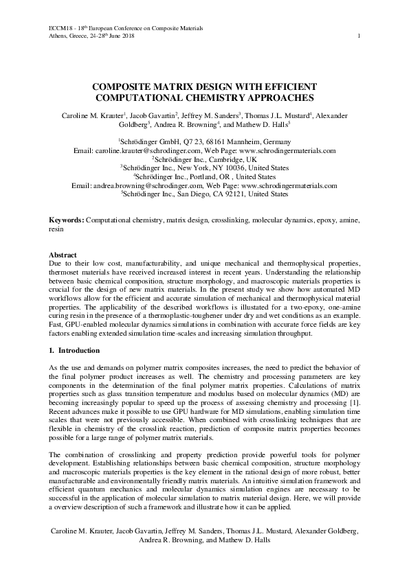 Halls COMPOSITE MATRIX DESIGN WITH EFFICIENT COMPUTATIONAL CHEMISTRY ...
