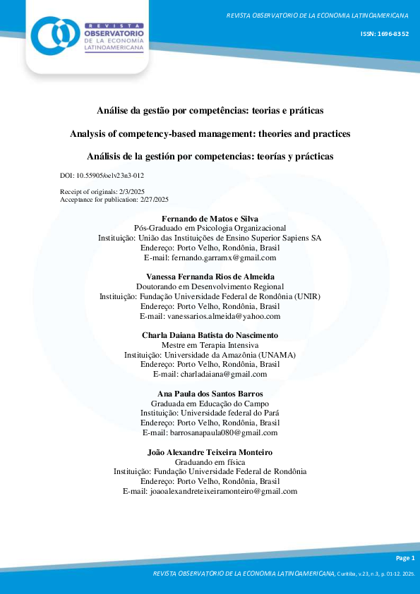 (PDF) Análise da gestão por competências: teorias e práticas Analysis of competency-based ...