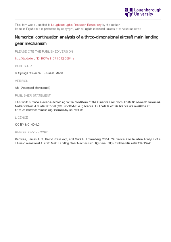 (PDF) Numerical continuation analysis of a three-dimensional aircraft ...