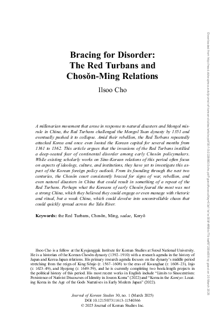 (PDF) Bracing for Disorder: The Red Turbans and Chosŏn-Ming Relations