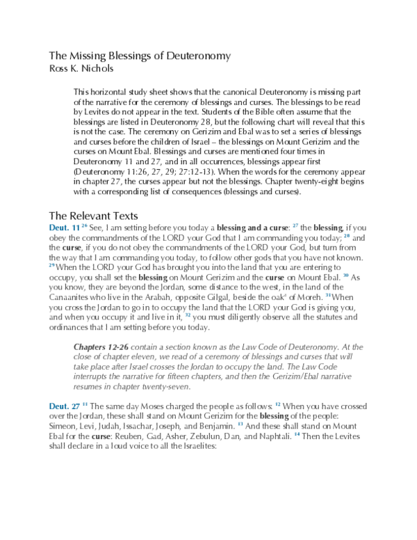 (PDF) The Missing Blessings of Deuteronomy