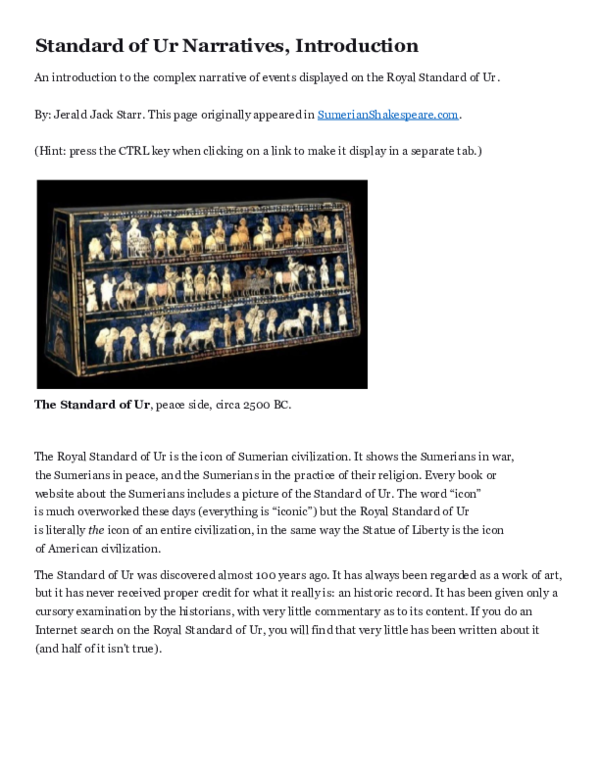 (PDF) Standard of Ur Narratives, An introduction