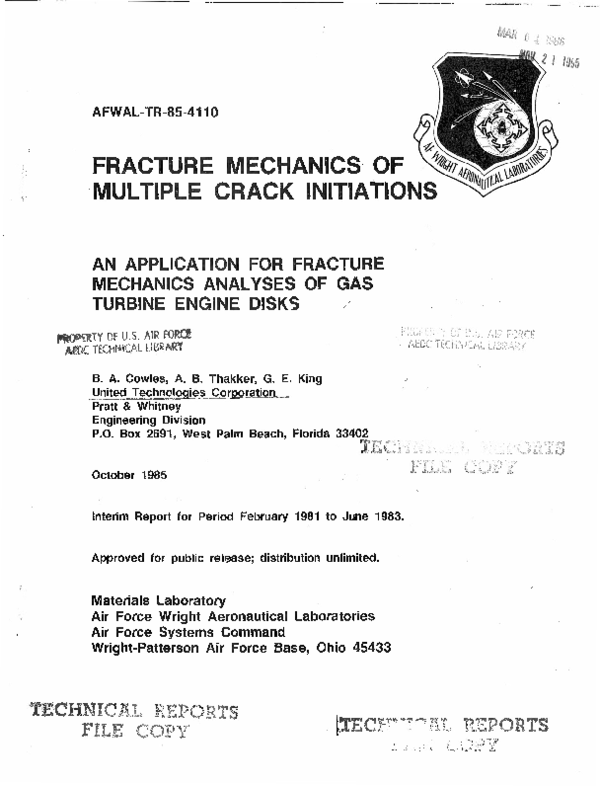 (PDF) Fracture Mechanics of Multiple Crack Initiations. An Application ...