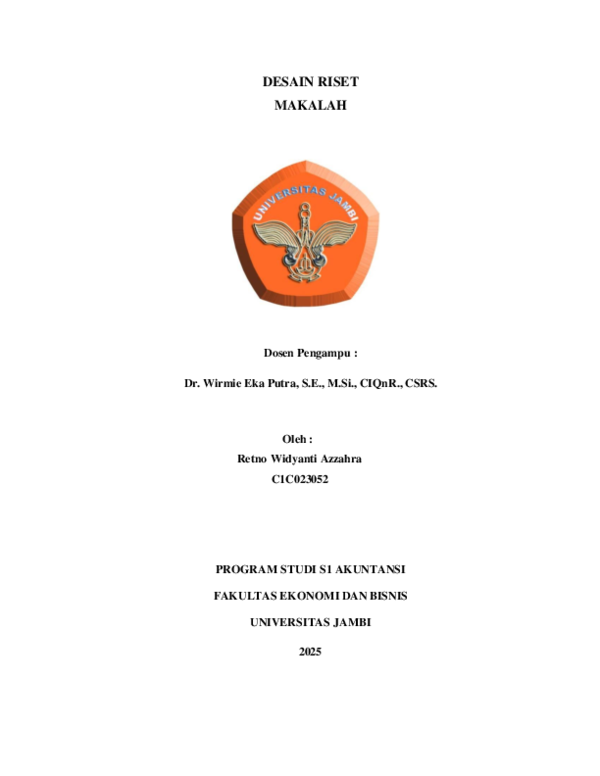 (PDF) MAKALAH DESAIN RISET METODOLOGI PENELITIAN