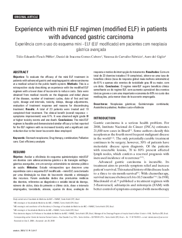 (PDF) Experience with mini ELF regimen (modified ELF) in patients with ...
