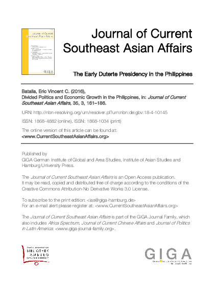 (PDF) Journal of Current Southeast Asian Affairs The Early Duterte ...