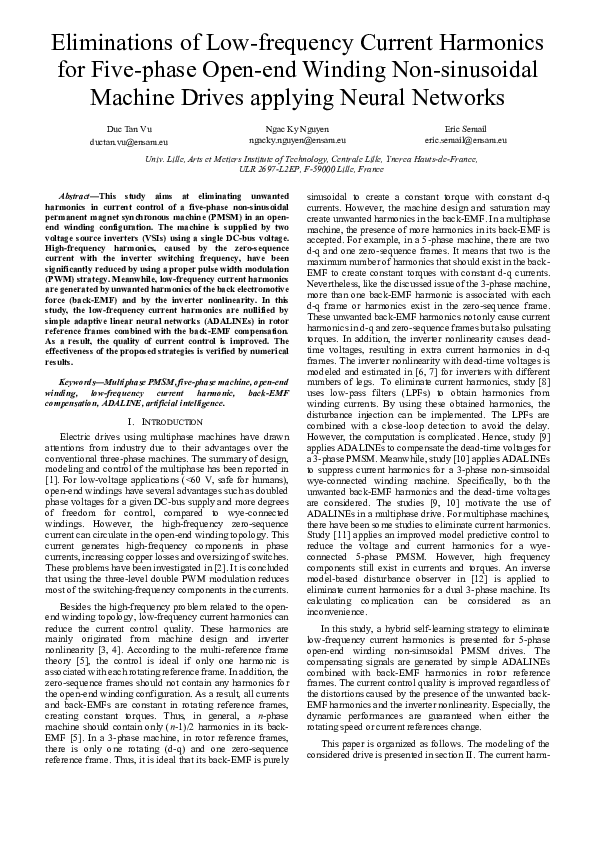 (PDF) Eliminations of Low-frequency Current Harmonics for Five-phase Open-end Winding Non ...
