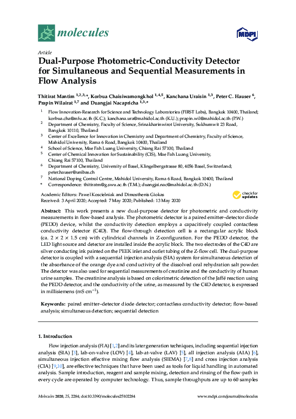 (PDF) Dual-Purpose Photometric-Conductivity Detector for Simultaneous and Sequential ...