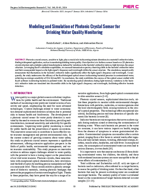 (PDF) Modeling and Simulation of Photonic Crystal Sensor for Drinking ...