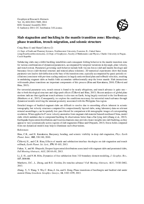 (PDF) Slab stagnation and buckling in the mantle transition zone ...
