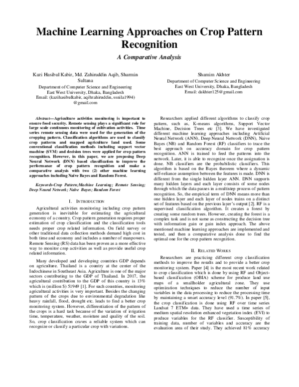 (PDF) Machine Learning Approaches on Crop Pattern Recognition A ...