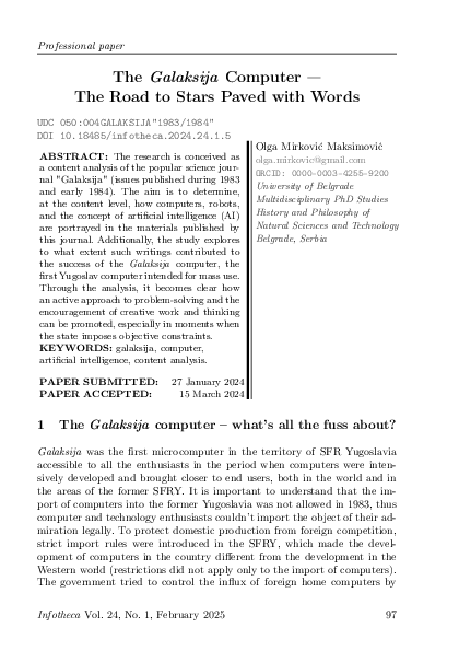 (PDF) The Galaksija Computer -The Road to Stars Paved with Words