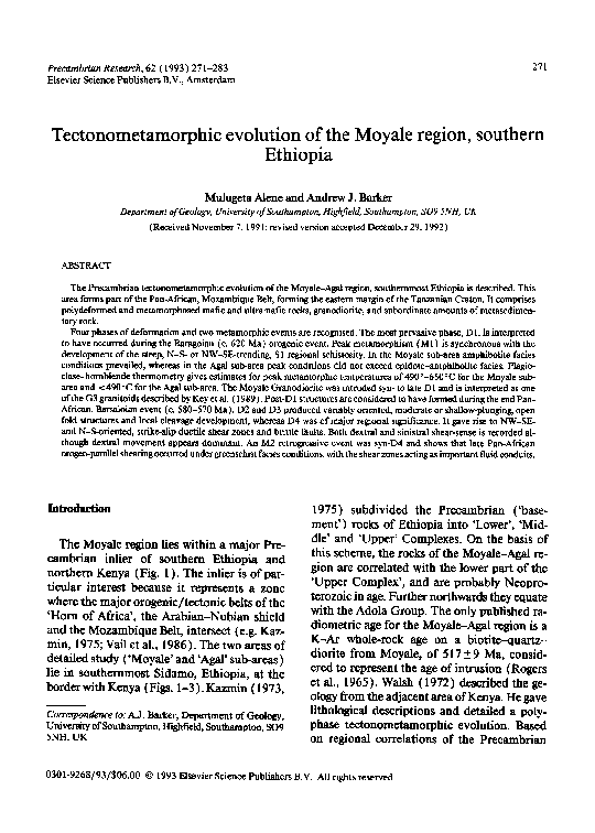 (PDF) Tectonometamorphic evolution of the Moyale region, southern Ethiopia