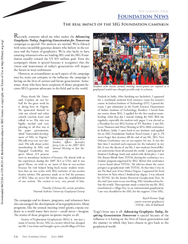 (PDF) The Real Impact of the SEG Foundation Campaign