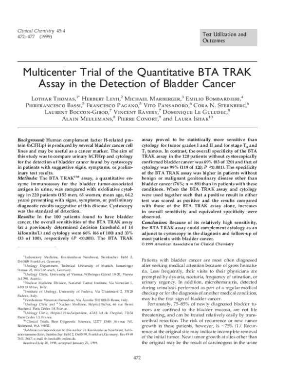(PDF) Multicenter trial of the quantitative BTA TRAK assay in the ...