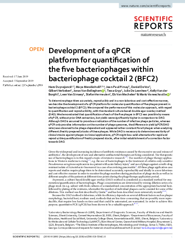 (PDF) Development of a qPCR platform for quantification of the five ...