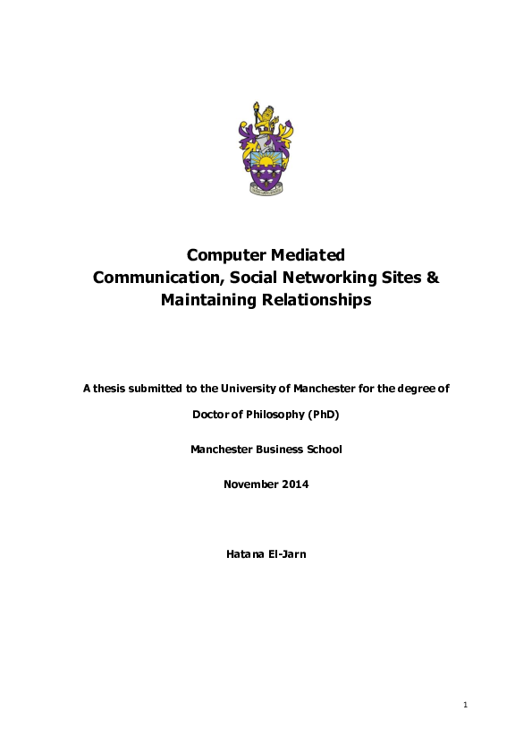 (PDF) Computer mediated communication, social networking sites ...
