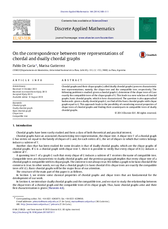 (PDF) On the correspondence between tree representations of chordal and ...
