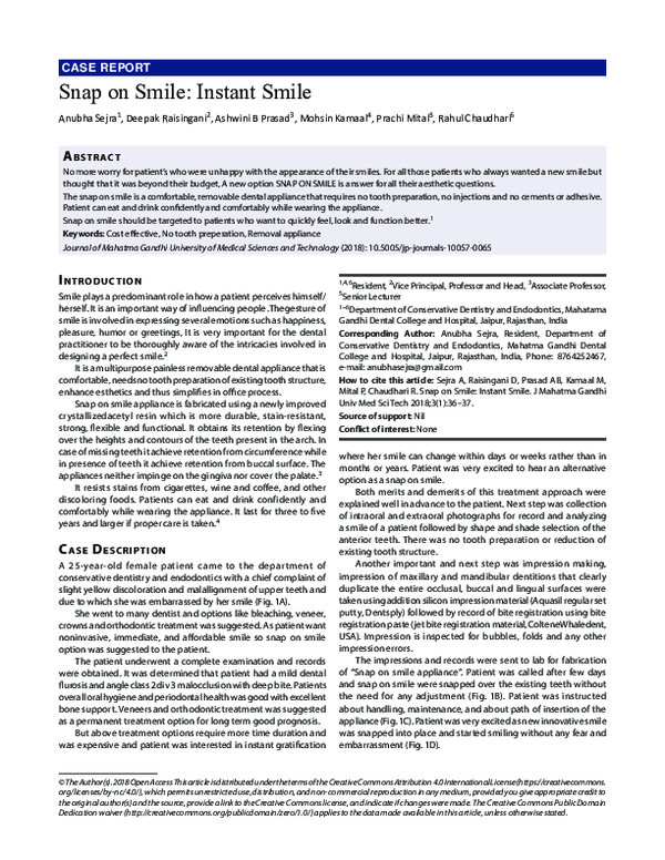 (PDF) Snap on Smile: Instant Smile