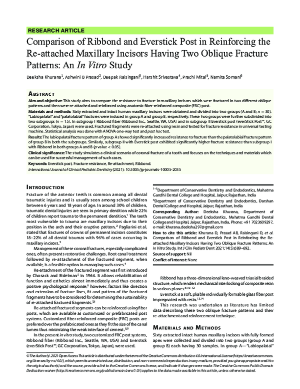 (PDF) Comparison of Ribbond and Everstick Post in Reinforcing the Re ...