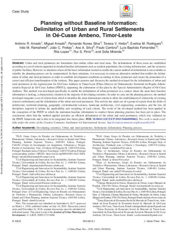 (PDF) Planning without Baseline Information: Delimitation of Urban and ...
