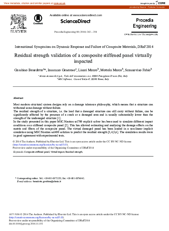 (PDF) Residual Strength Validation of a Composite Stiffened Panel ...