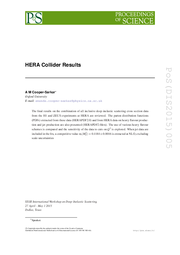 (PDF) HERA collider results