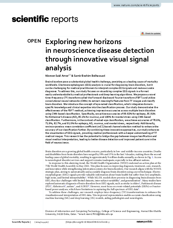 (PDF) Exploring new horizons in neuroscience disease detection through ...