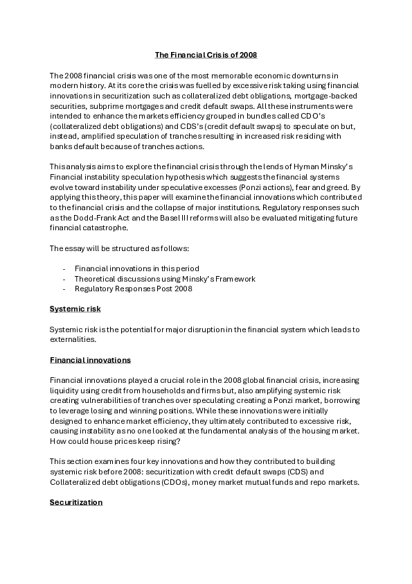 (PDF) The Global Financial Crisis of 2008