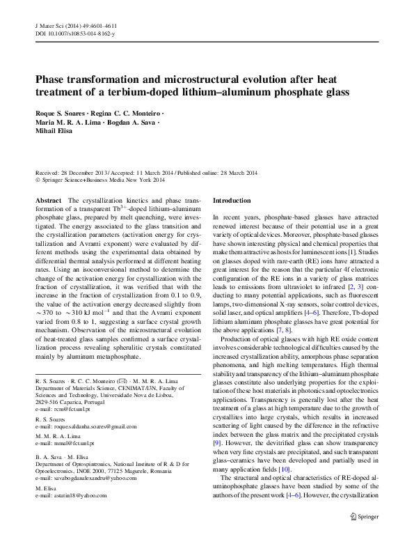 (PDF) Phase transformation and microstructural evolution after heat treatment of a terbium-doped ...