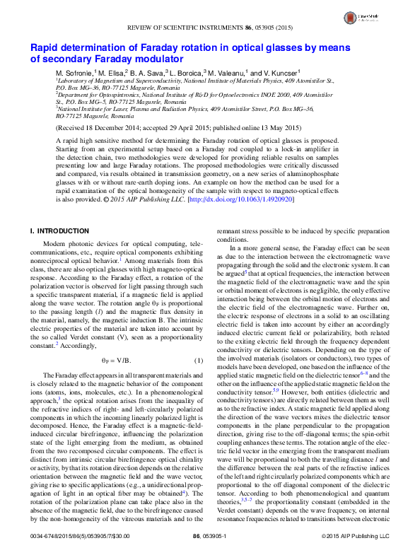 (PDF) Rapid determination of Faraday rotation in optical glasses by ...