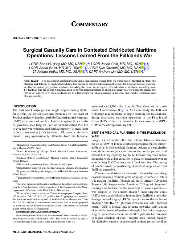 (PDF) Surgical Casualty Care in Contested Distributed Maritime ...