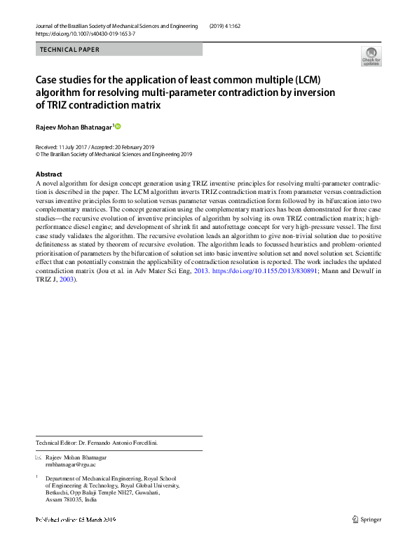 (PDF) Case studies for the application of least common multiple (LCM) algorithm for resolving ...