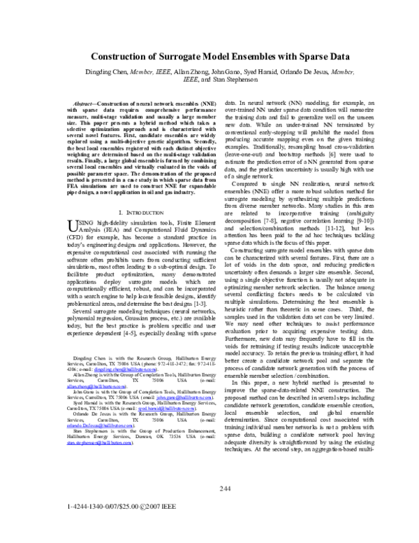 (PDF) Construction of surrogate model ensembles with sparse data