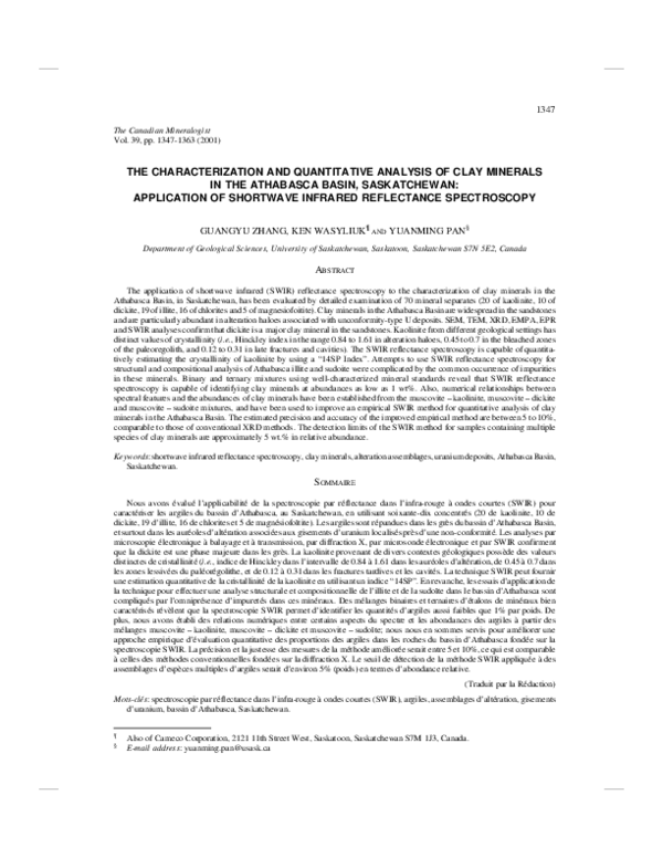 (PDF) The Characterization and Quantitative Analysis of Clay Minerals in the Athabasca Basin ...