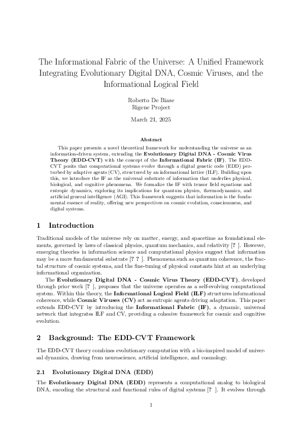 (PDF) The Informational Fabric of the Universe: A Unified Framework ...