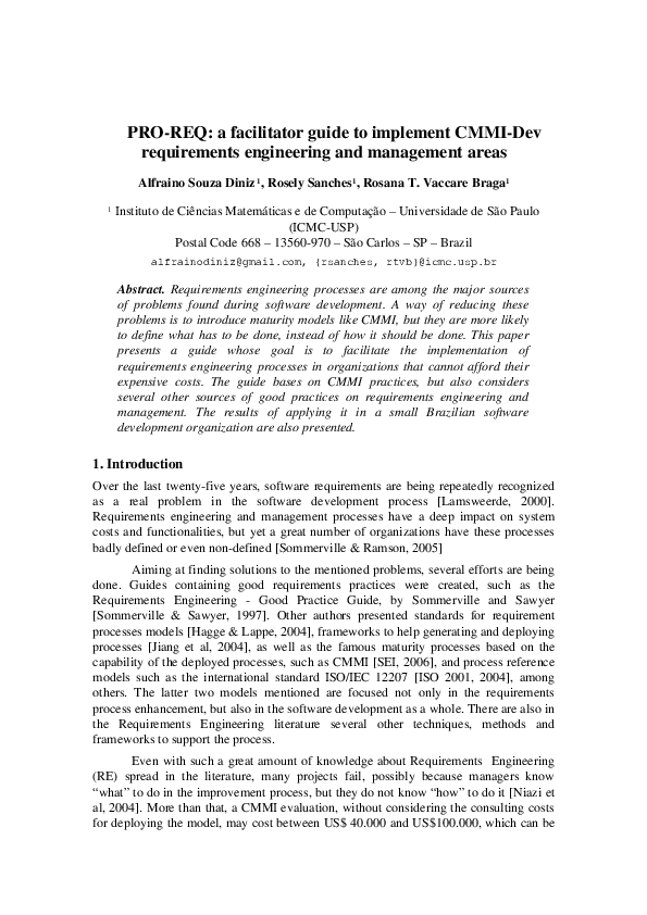 (PDF) PRO-REQ: a facilitator guide to implement CMMI-Dev requirements engineering and management ...
