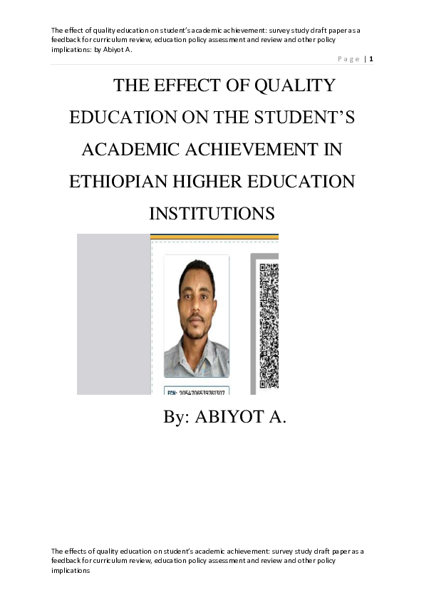 (PDF) The effect of quality education on student's academic achievement ...