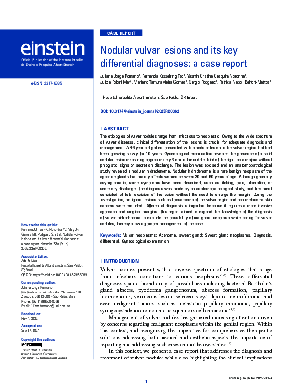 (PDF) Nodular vulvar lesions and its key differential diagnoses: a case ...