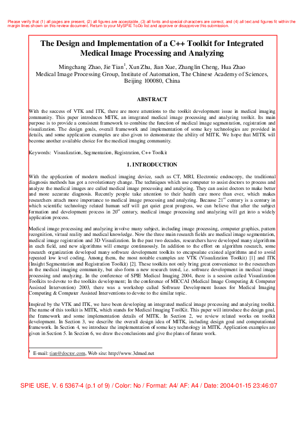 (PDF) The design and implementation of a C++ toolkit for integrated ...