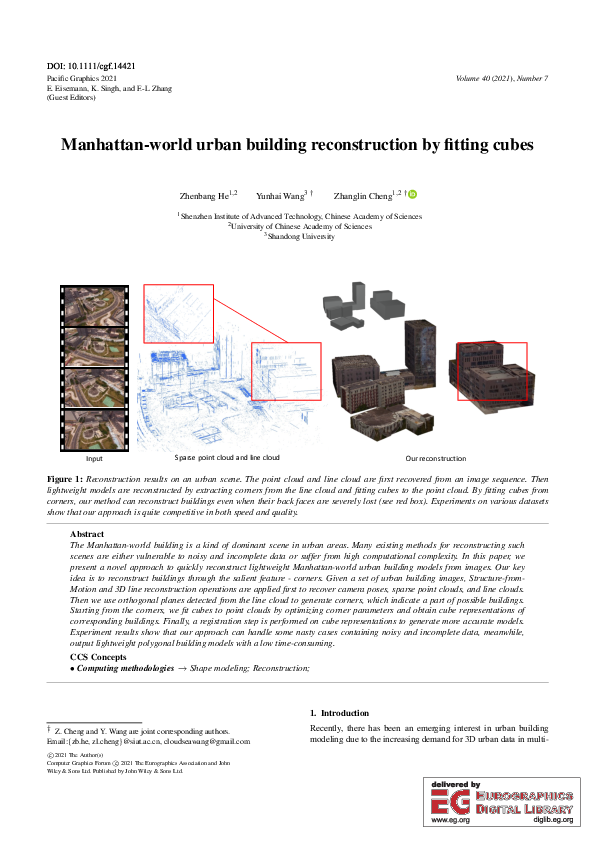 (PDF) Manhattan‐world urban building reconstruction by fitting cubes
