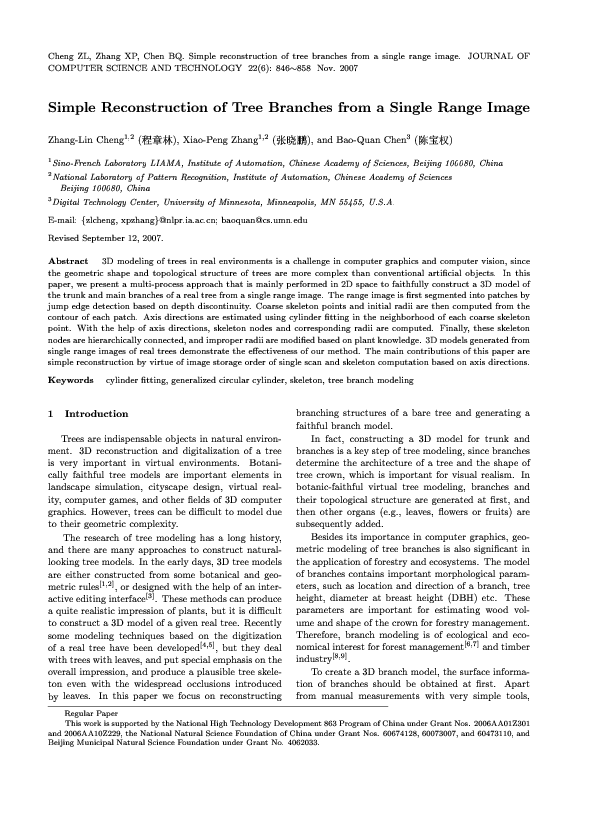 (PDF) Simple Reconstruction of Tree Branches from a Single Range Image