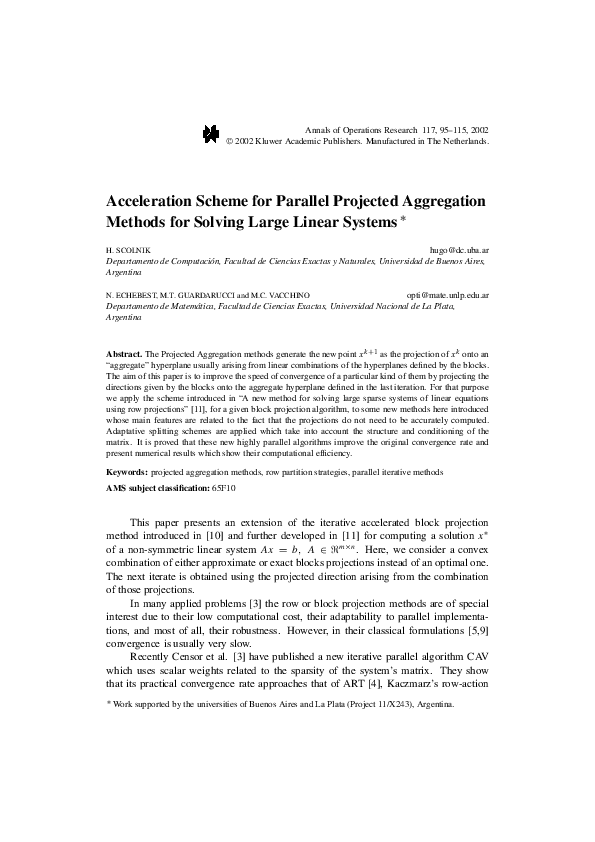 (PDF) Acceleration Scheme for Parallel Projected Aggregation Methods ...
