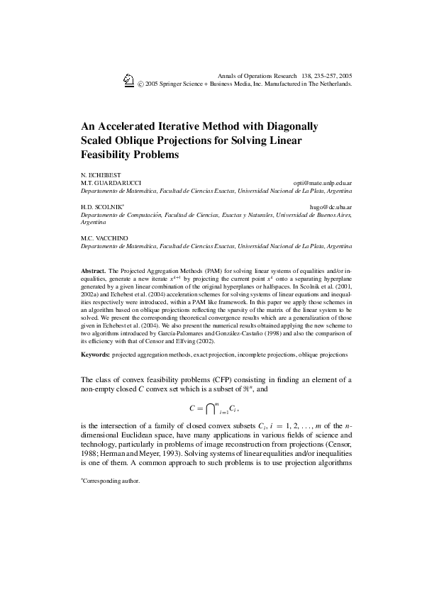 (PDF) An Accelerated Iterative Method with Diagonally Scaled Oblique Projections for Solving ...