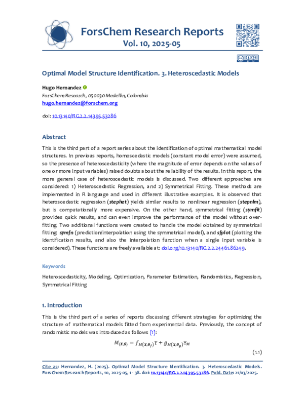 (PDF) Optimal Model Structure Identification. 3. Heteroscedastic Models